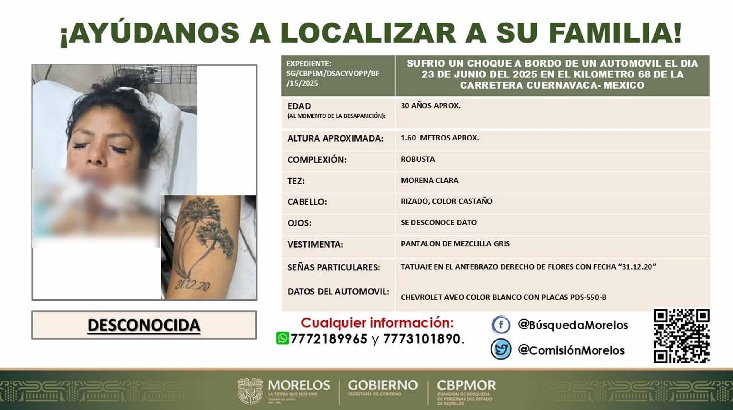 Buscan a familia de mujer que permanece en coma tras accidente en la ...