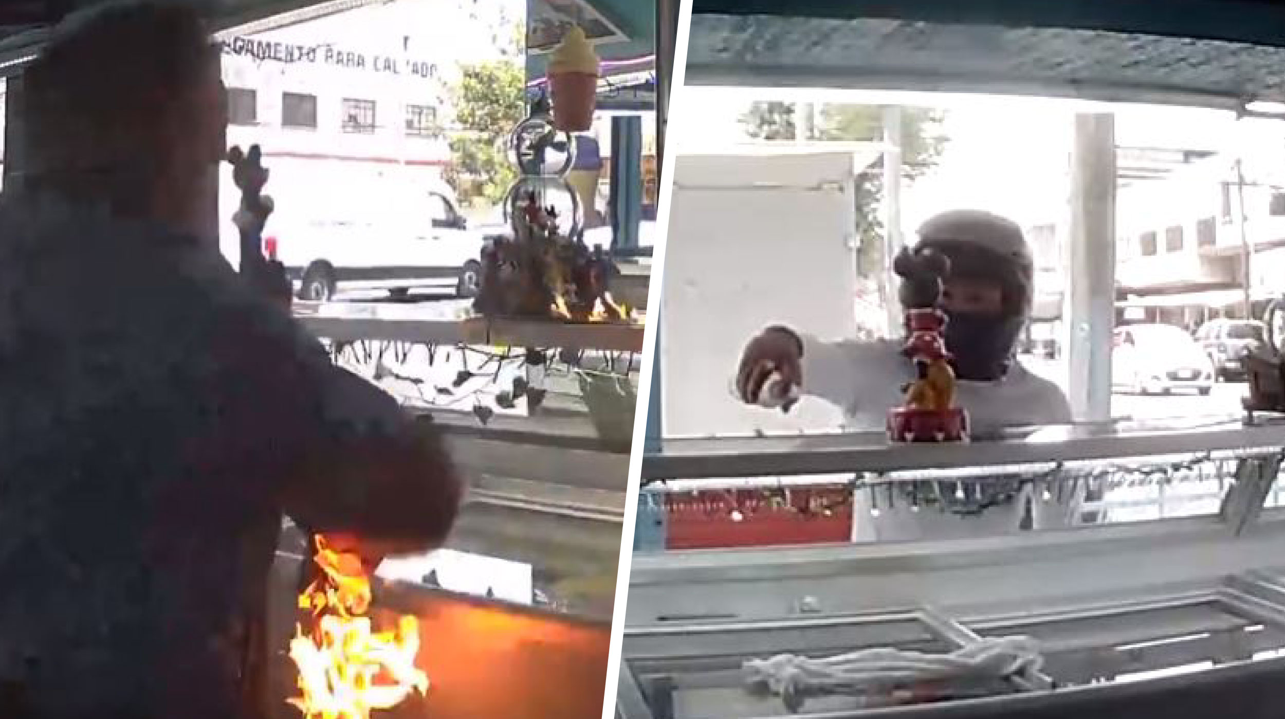 (Video) Un extorsionador prende fuego a un adulto mayor