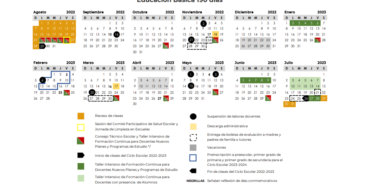Publica SEP calendario escolar 2022-2023 de Educación Básica y Normal ...
