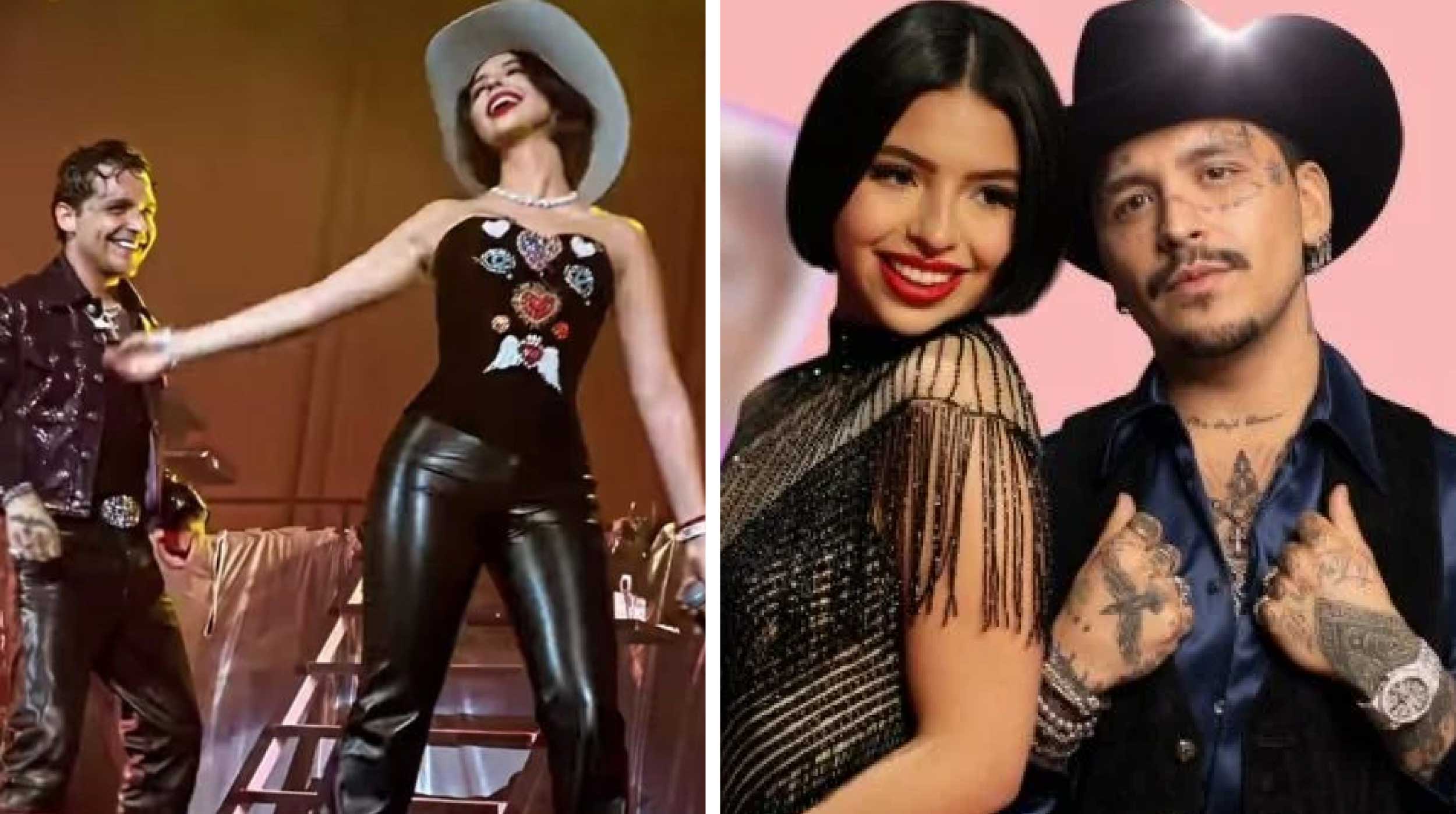 El tierno beso que oficializó el romance de Christian Nodal y Ángela Aguilar