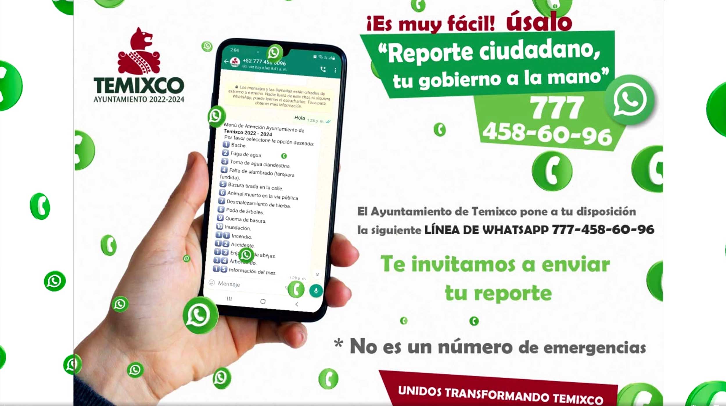 Anuncian línea de Whatsapp “Reporte ciudadano, tu gobierno a la mano ...